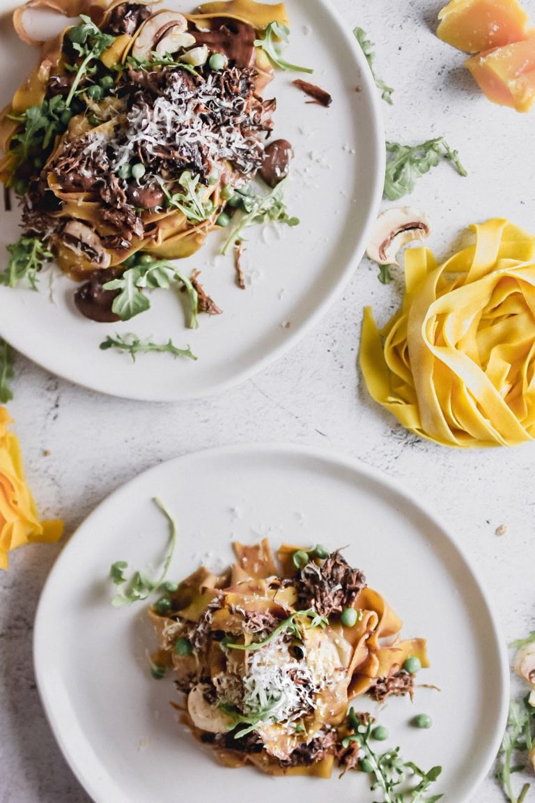 Red Wine Braised Short Ribs with Fresh Pasta | Easy and Hearty